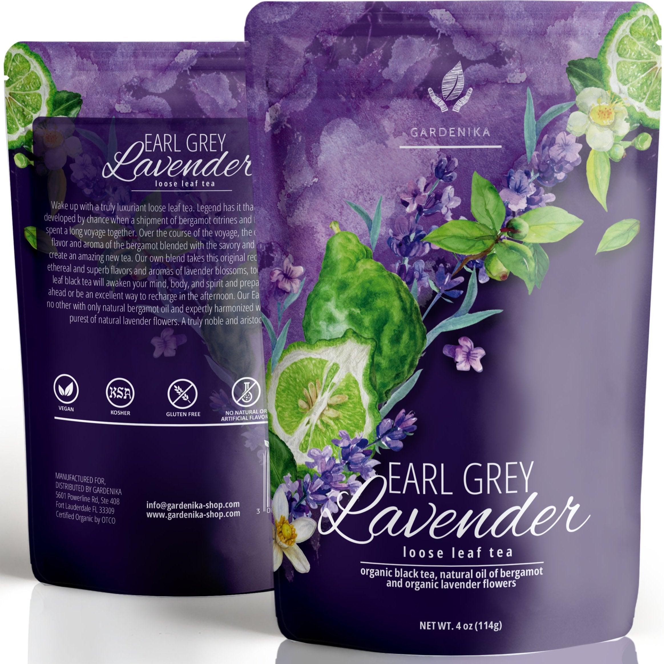 Gardenika Organic Earl Grey Lavender Tea, Loose Leaf, 4 Oz (113g ...